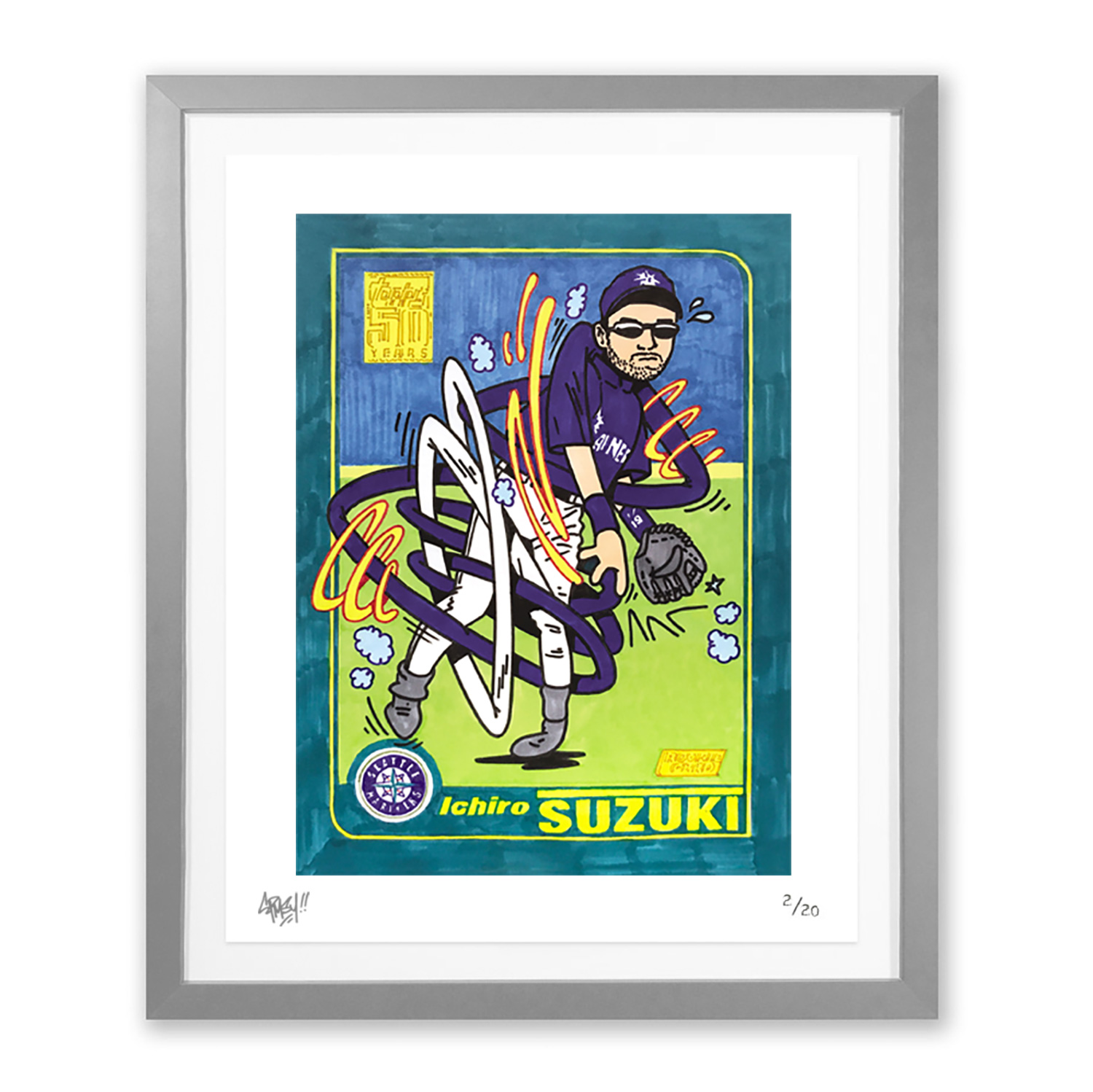 Topps Project 2020 2001 Ichiro Rookie Card Fine Art Print Silver Topps Project 2020 2001 Ichiro Rookie Card Fine Art Print Silver